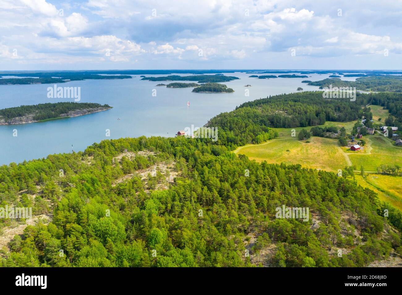 Aerial view of the region of Southwest Finland where there are ...