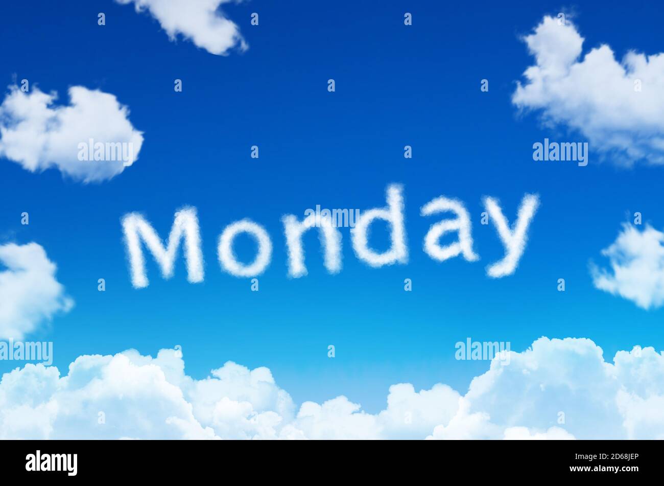 Days of the week - monday cloud word with a blue sky Stock Photo - Alamy