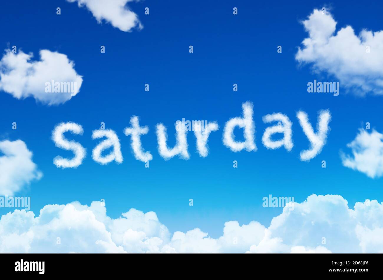 Days of the week - saturday cloud word with a blue sky Stock Photo - Alamy