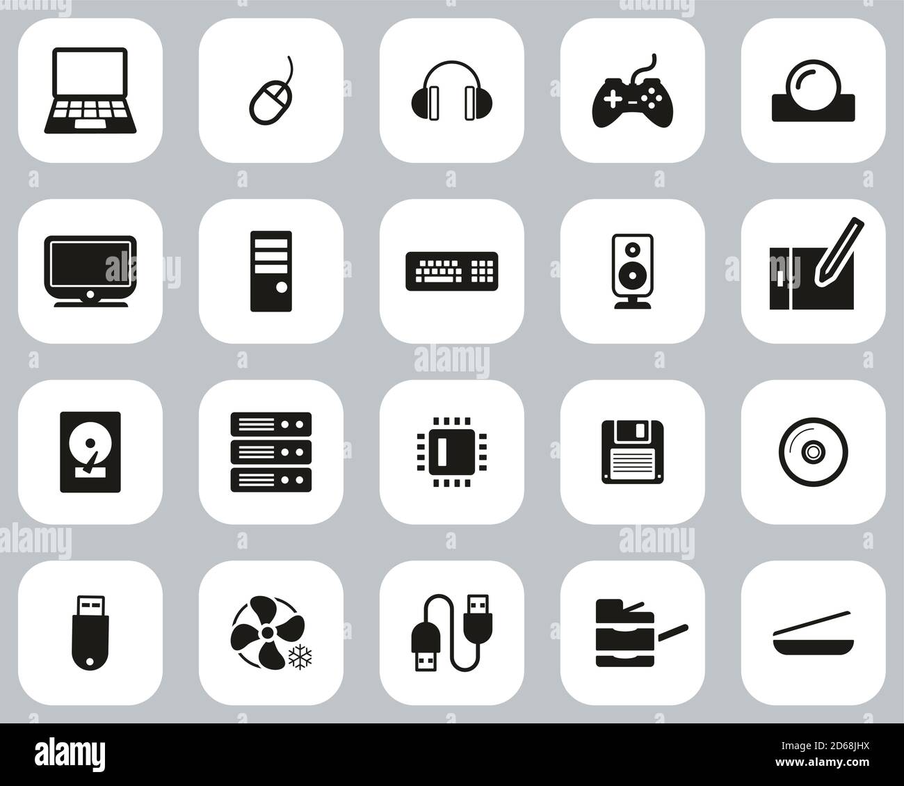 Computer Hardware Icons Black & White Flat Design Set Big Stock Vector Image & Art - Alamy