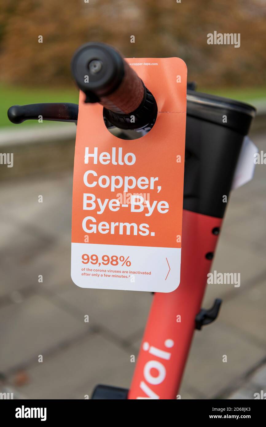 Cambridge, UK. 15th Oct, 2020. Voi shared electric scooters launch a ...