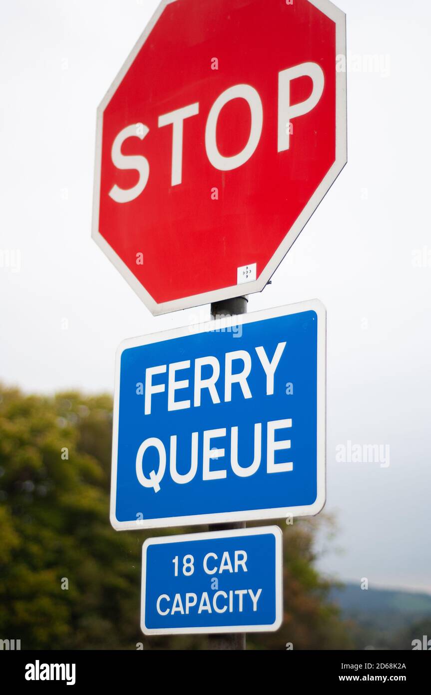 Road signs at the Windermere Ferry, Ferry Nab, Bowness on Windermere ...