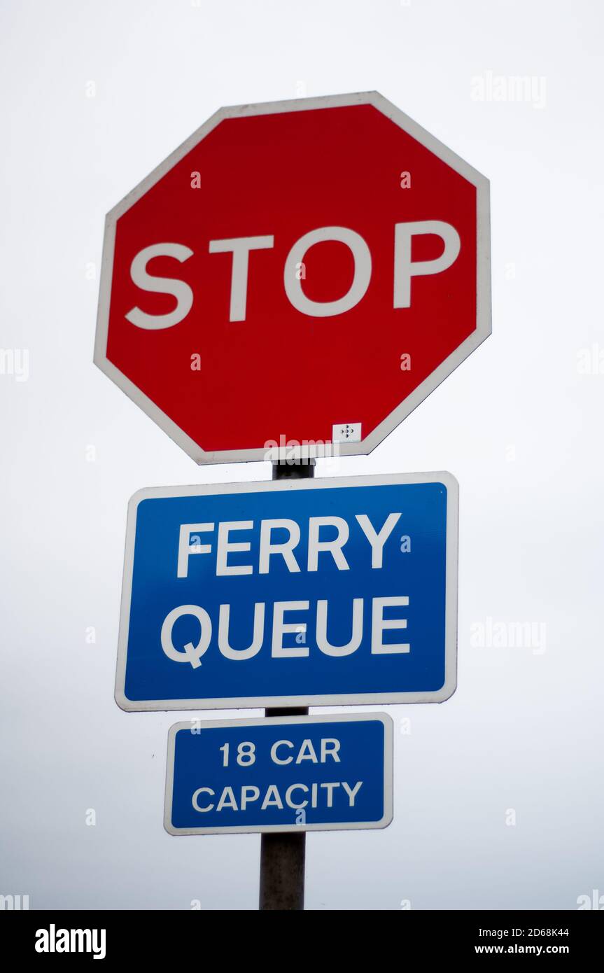Road signs at the Windermere Ferry, Ferry Nab, Bowness on Windermere ...