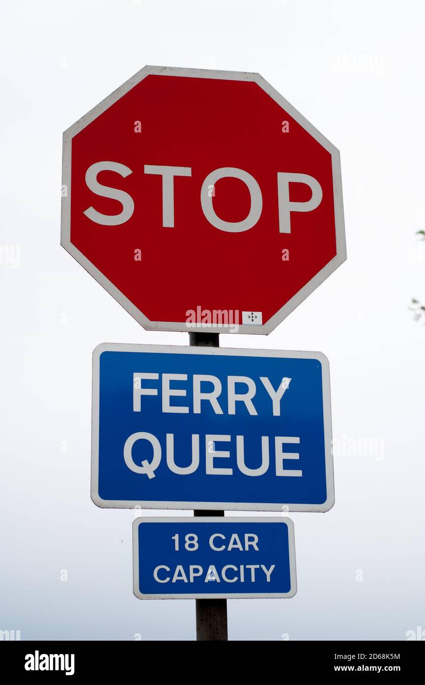 Road signs at the Windermere Ferry, Ferry Nab, Bowness on Windermere ...