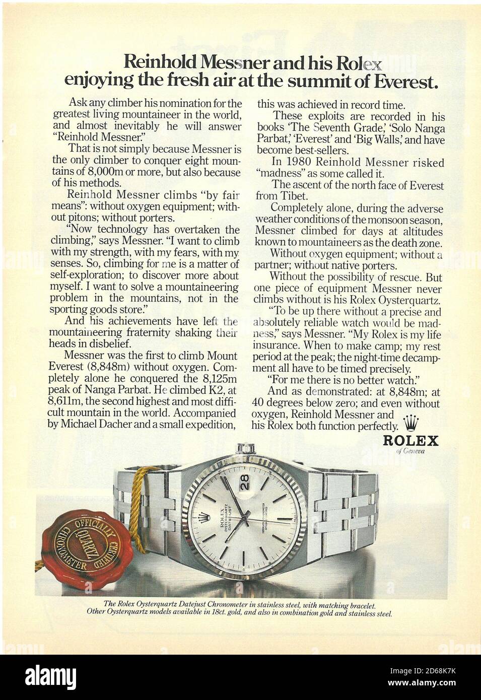 Rolex Watch Vintage Advert High Resolution Stock Photography and Images ...