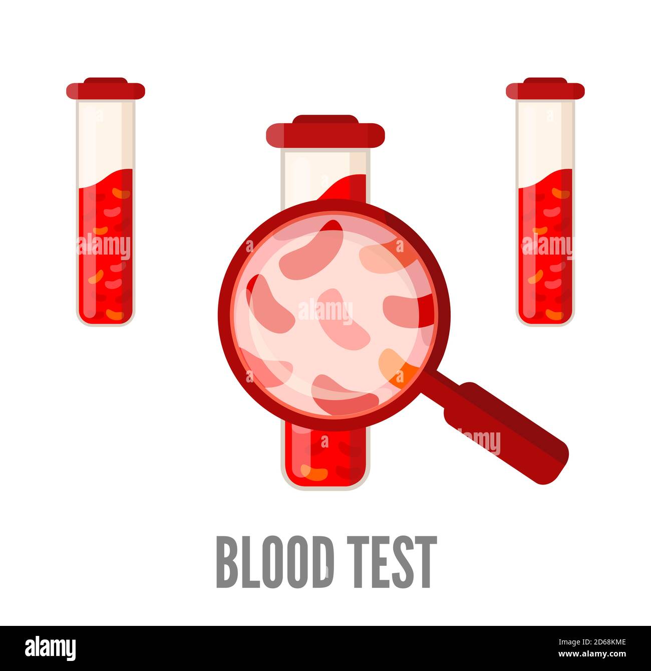 Medical blood test. a medical tube with red blood cells and a ...