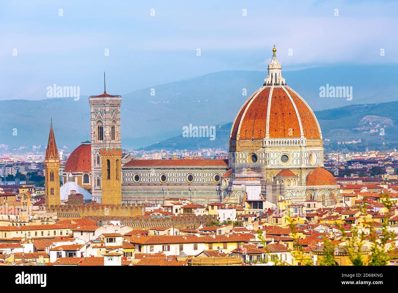 Aerial view of historical medieval buildings with Duomo Santa Maria Del ...