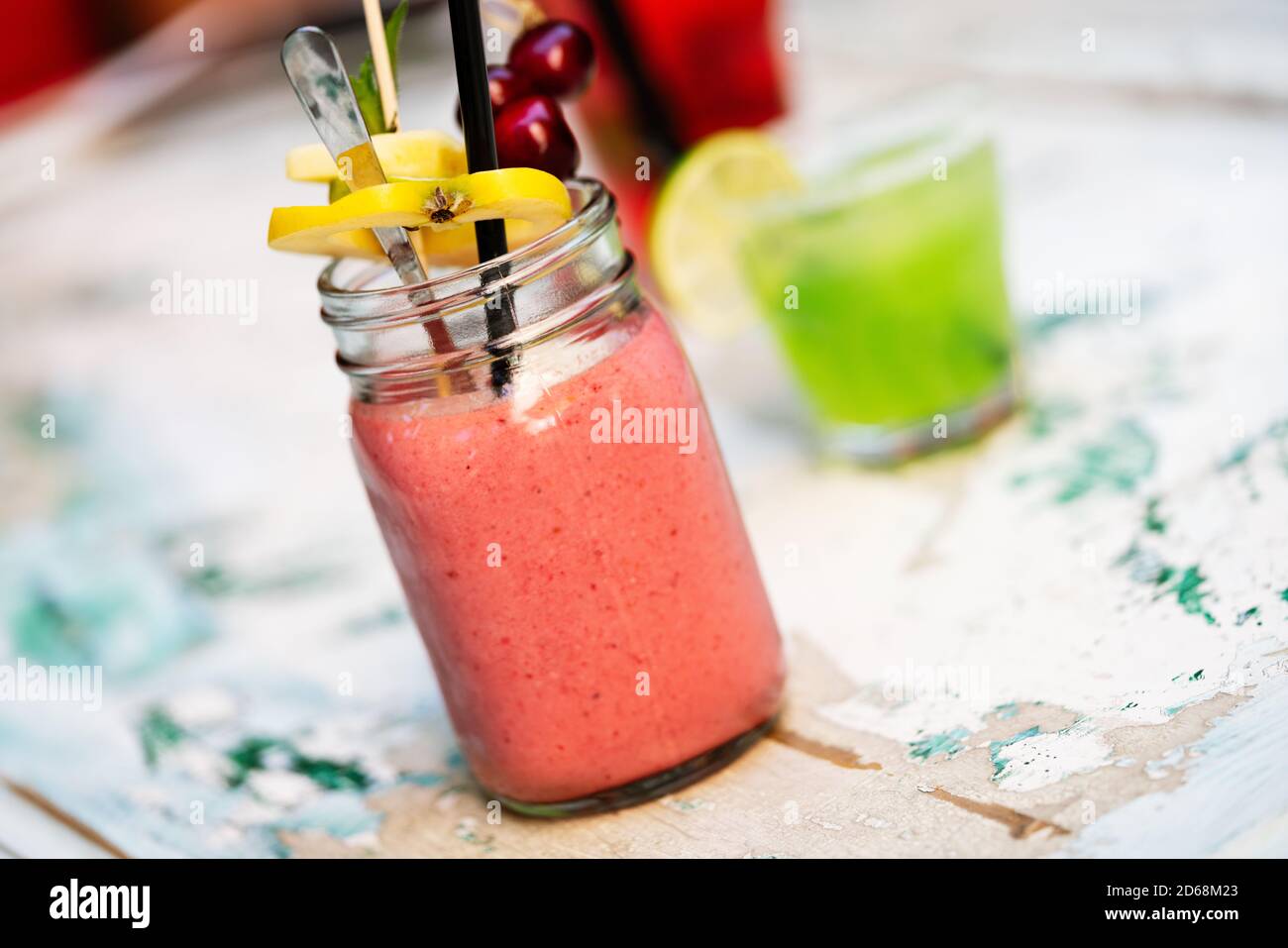Smoothies from healthy organic fruit and vegetables Stock Photo - Alamy