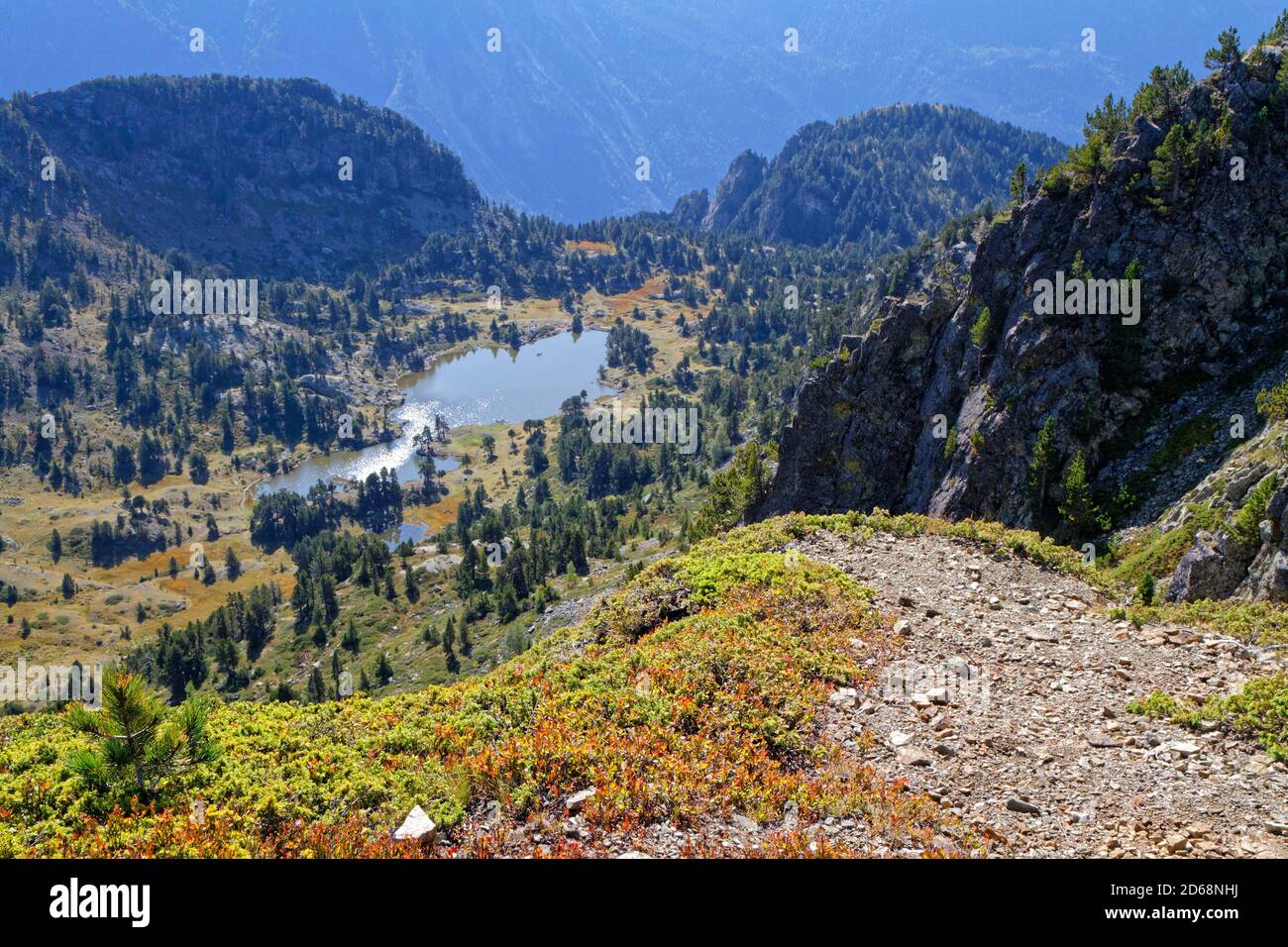 Lac Achard, a wall-known mountain lake from the top of Chamrousse ...