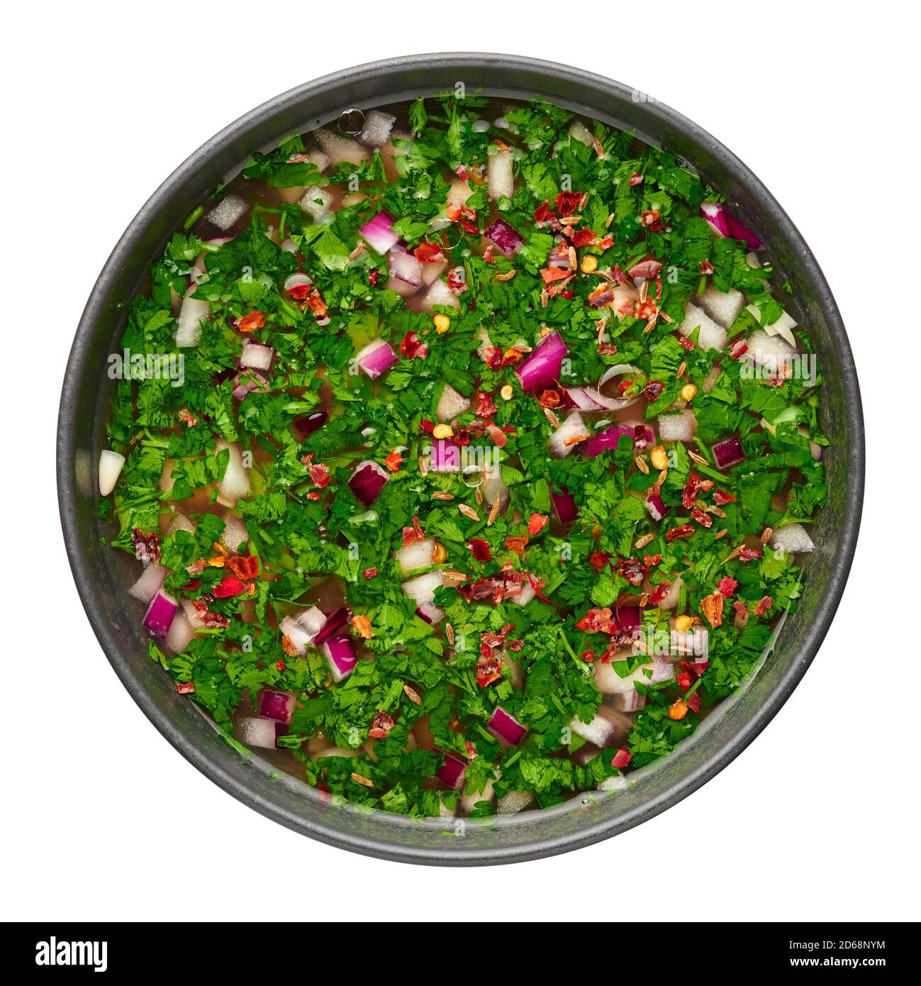 Pachi Pulusu in black bowl isolated on white background. Raw Tamarind ...