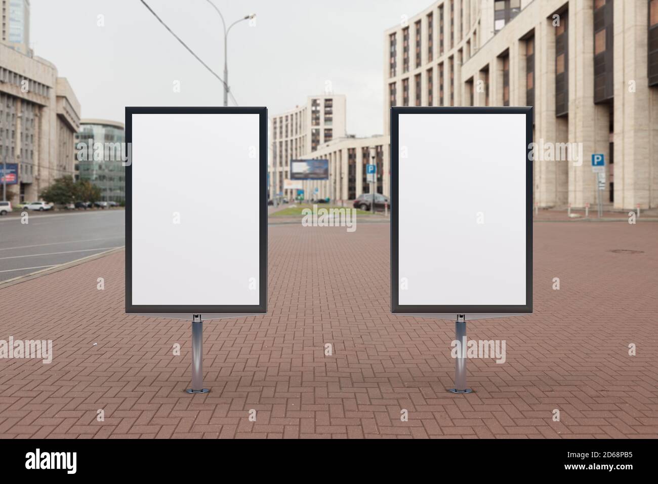 Advertising billboard stands mock up on the street Stock Photo - Alamy