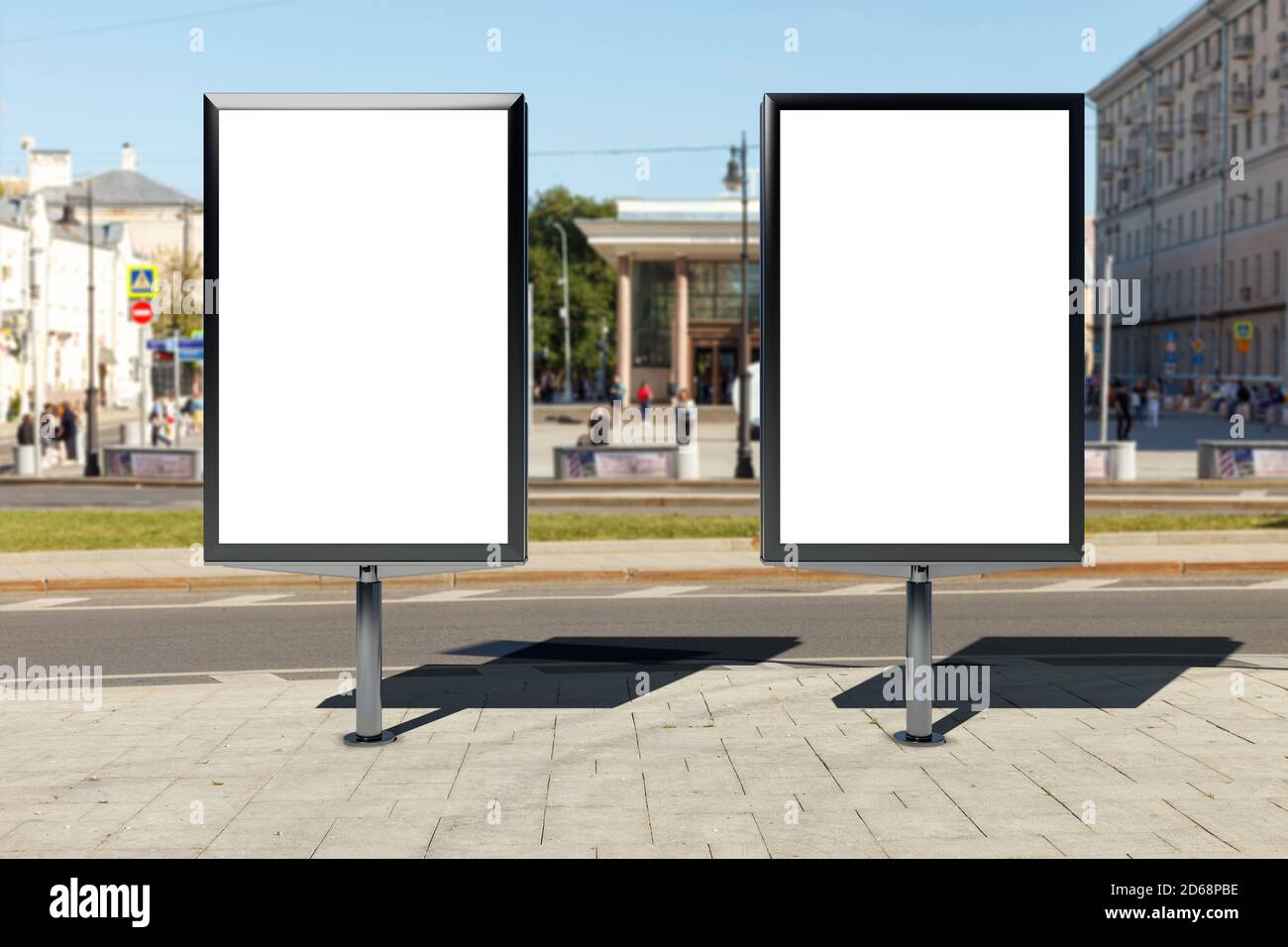 Advertising billboard stands mock up on the street Stock Photo - Alamy