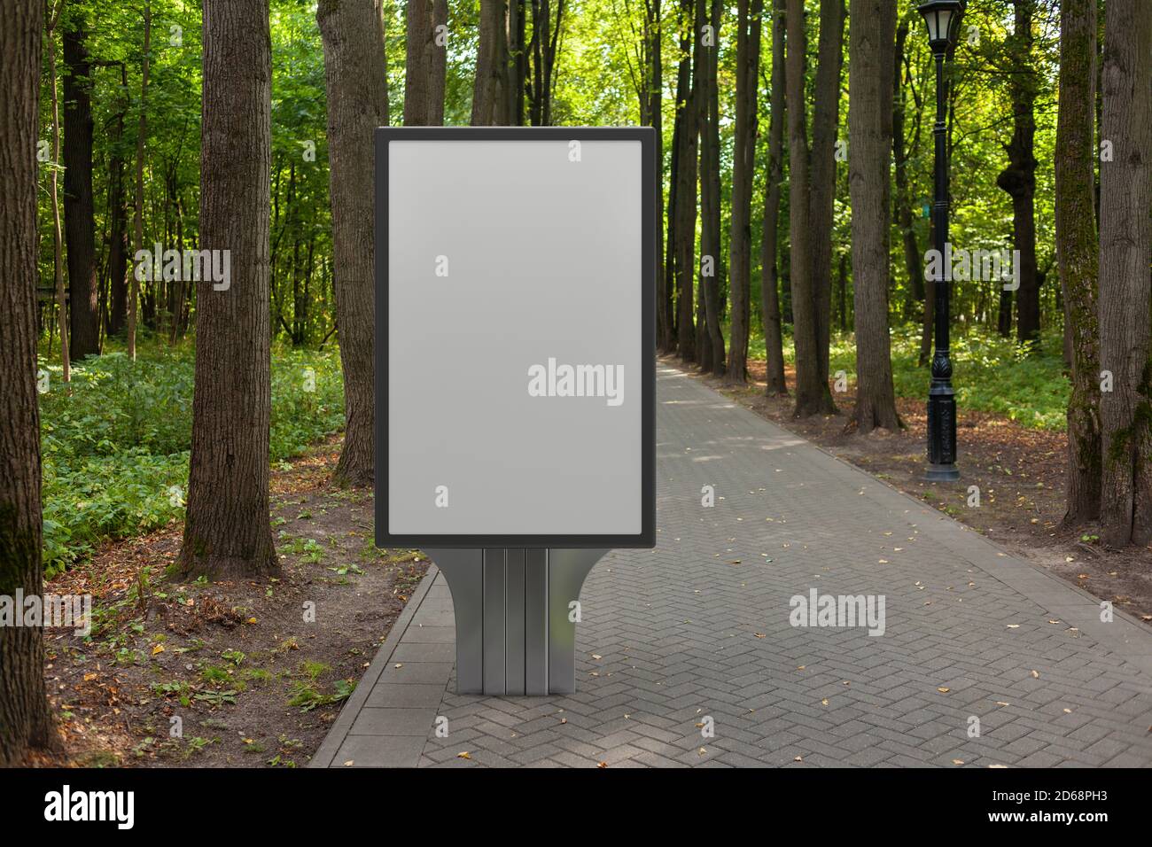 Advertising billboard stand mock up in the public city park Stock Photo ...