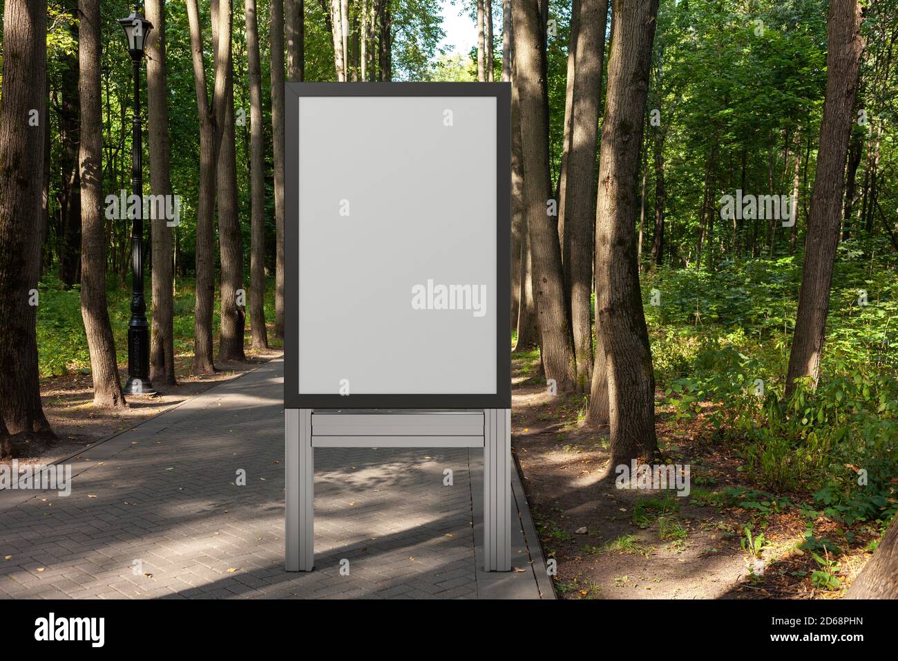 Advertising billboard stand mock up in the public city park Stock Photo ...