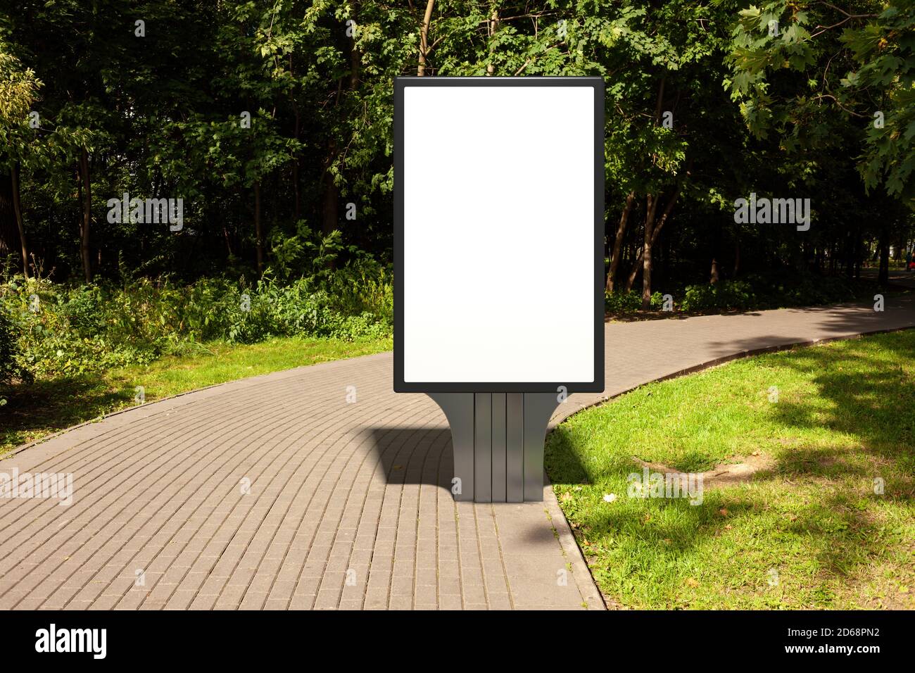 Advertising billboard stand mock up in the public city park Stock Photo ...