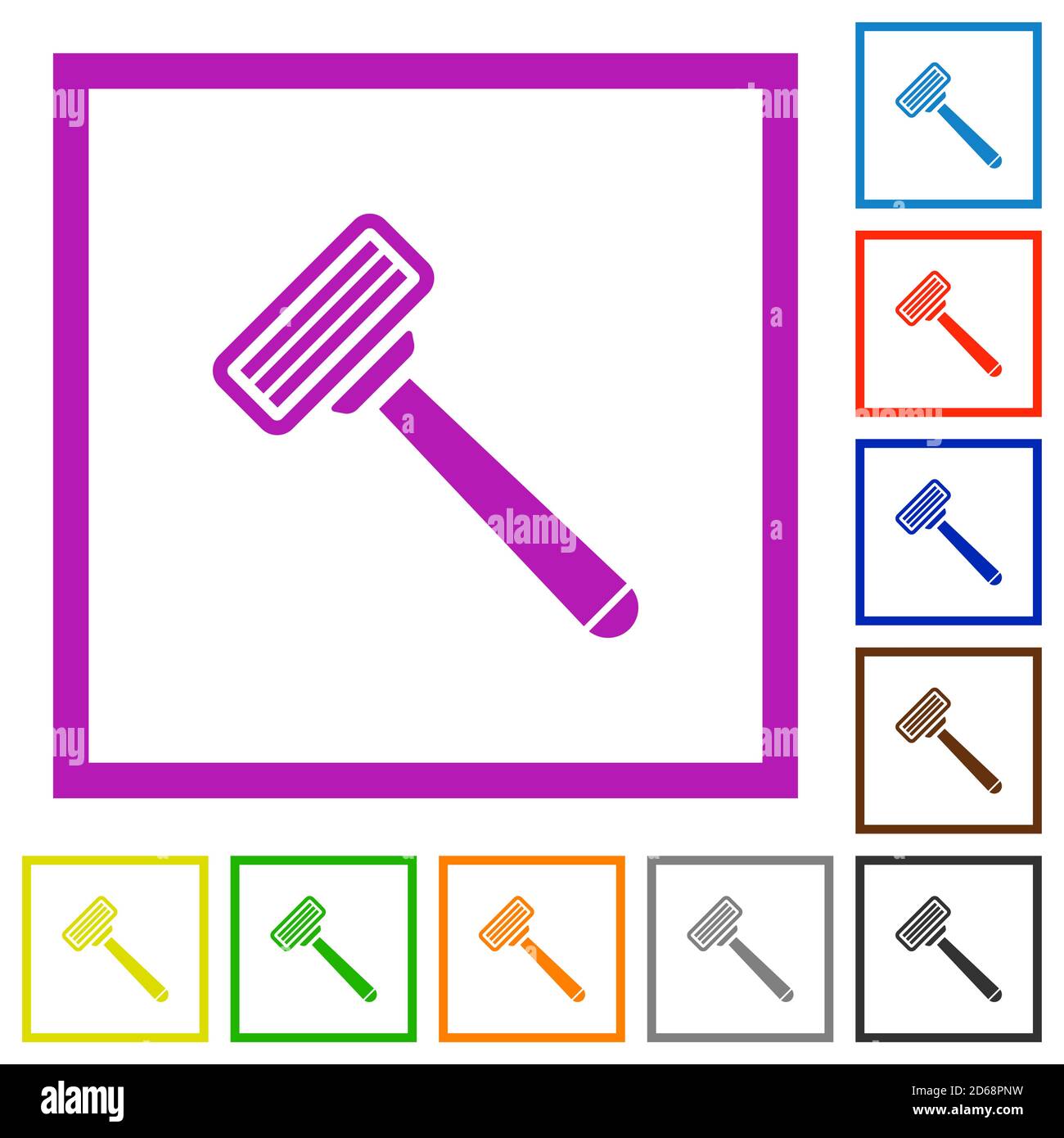 Razor flat color icons in square frames on white background Stock ...