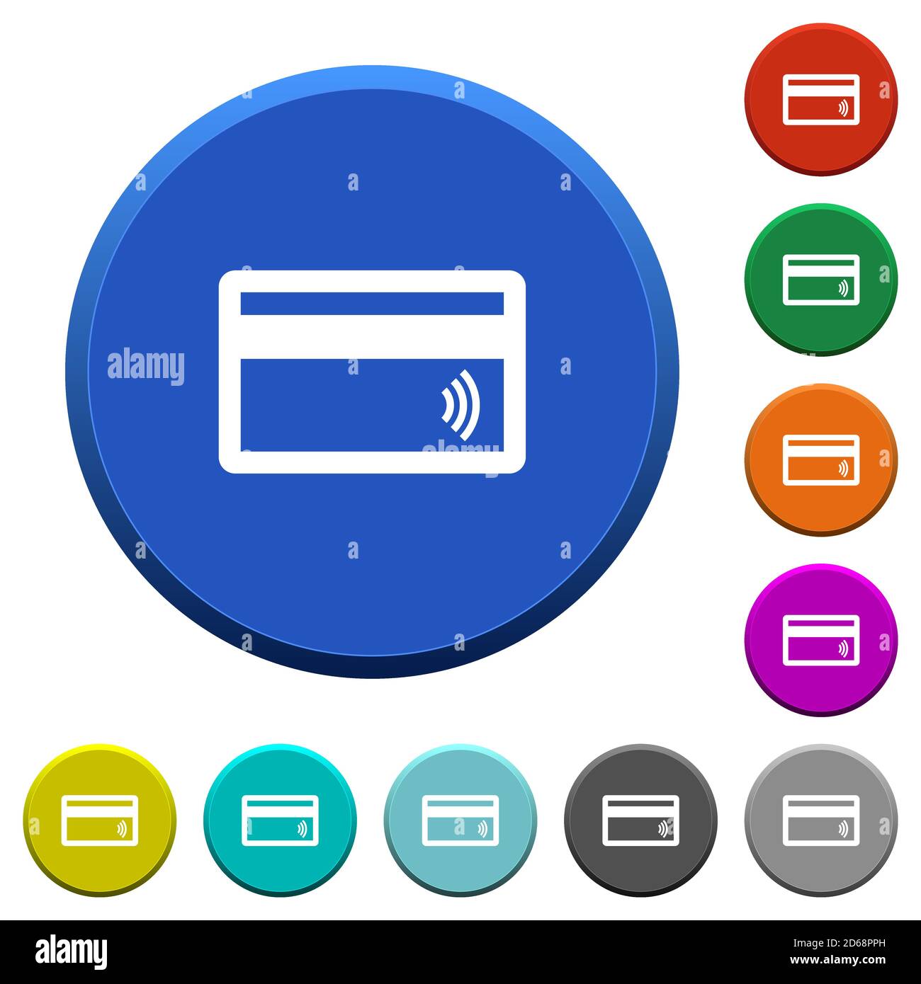 Contactless credit card round color beveled buttons with smooth ...