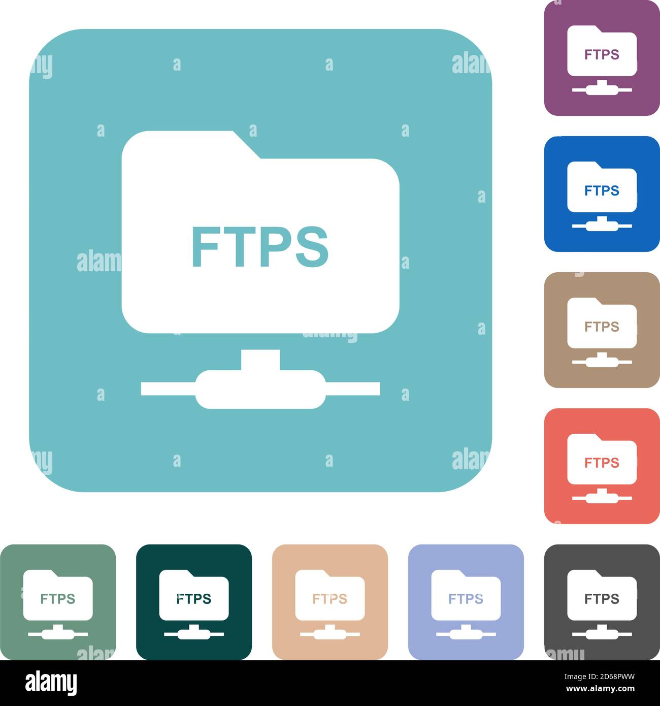 Ftp Over Ssl White Flat Icons On Color Rounded Square Backgrounds Stock Vector Image And Art Alamy