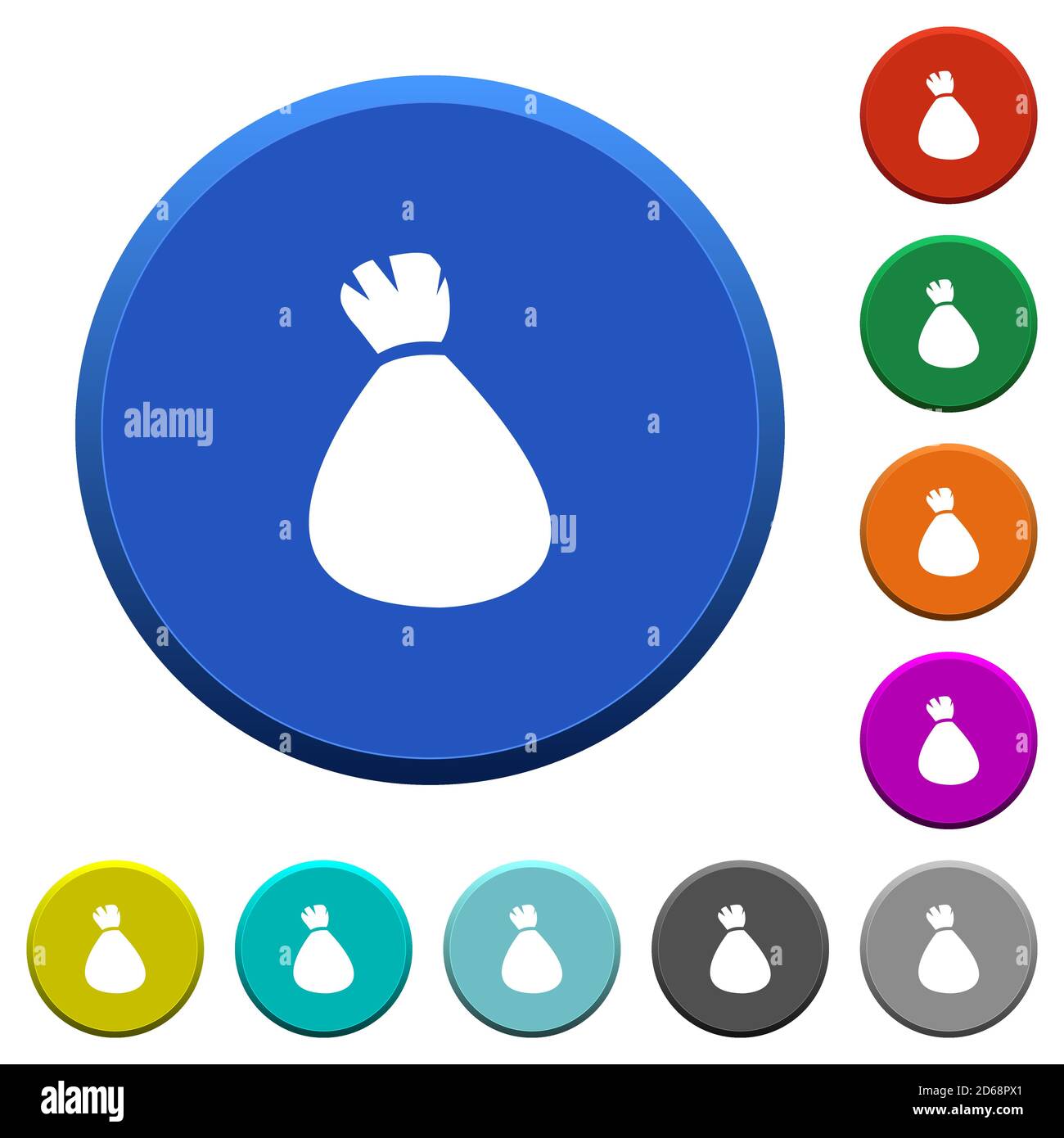 Money bag round color beveled buttons with smooth surfaces and flat ...