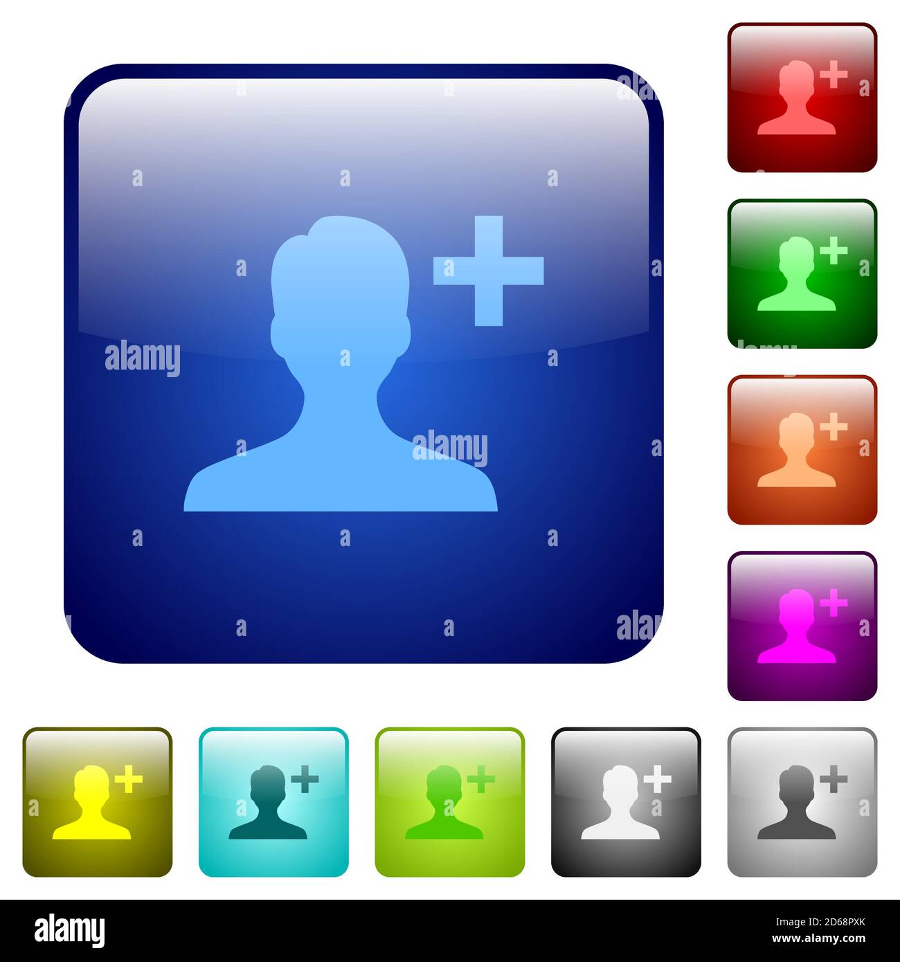 Add New User Icons In Rounded Square Color Glossy Button Set Stock Vector Image And Art Alamy