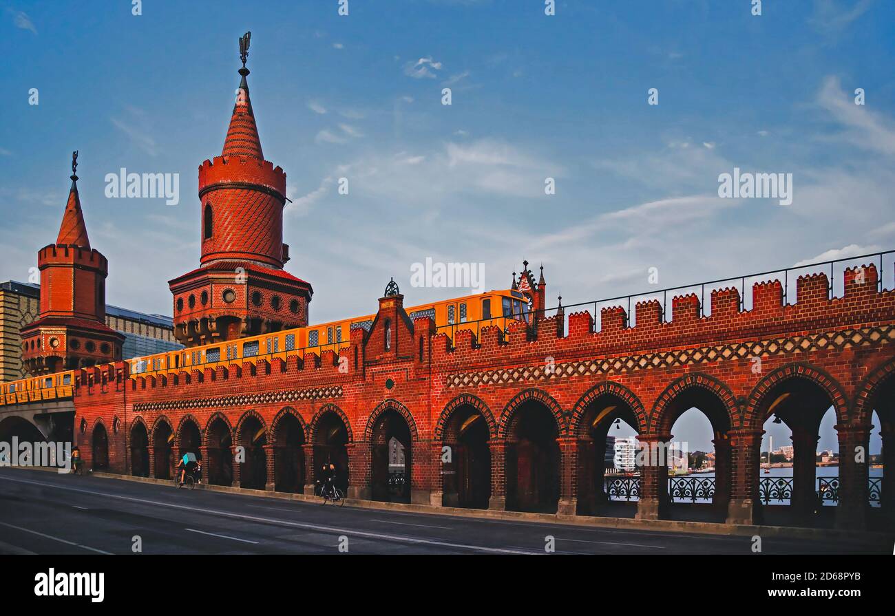 The Oberbaum Bridge or Oberbaumbrucke in Berlin, Germany. U-Bahn ...