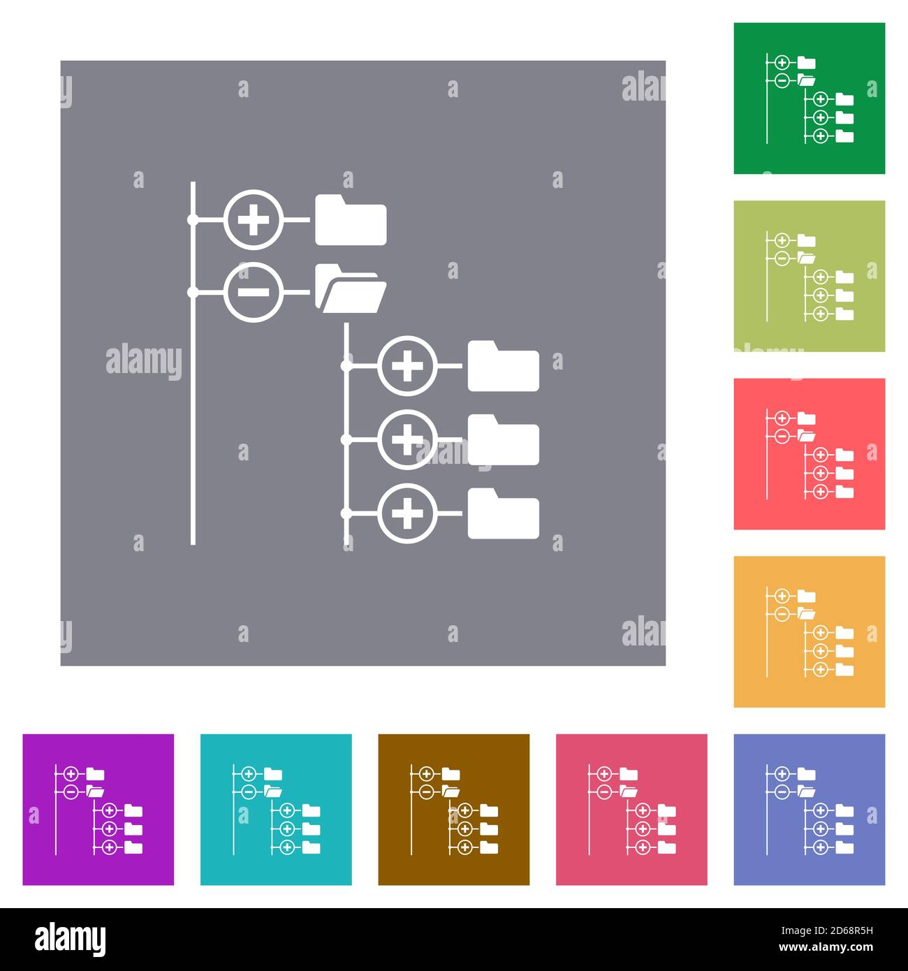 Directory browser flat icons on simple color square backgrounds Stock ...