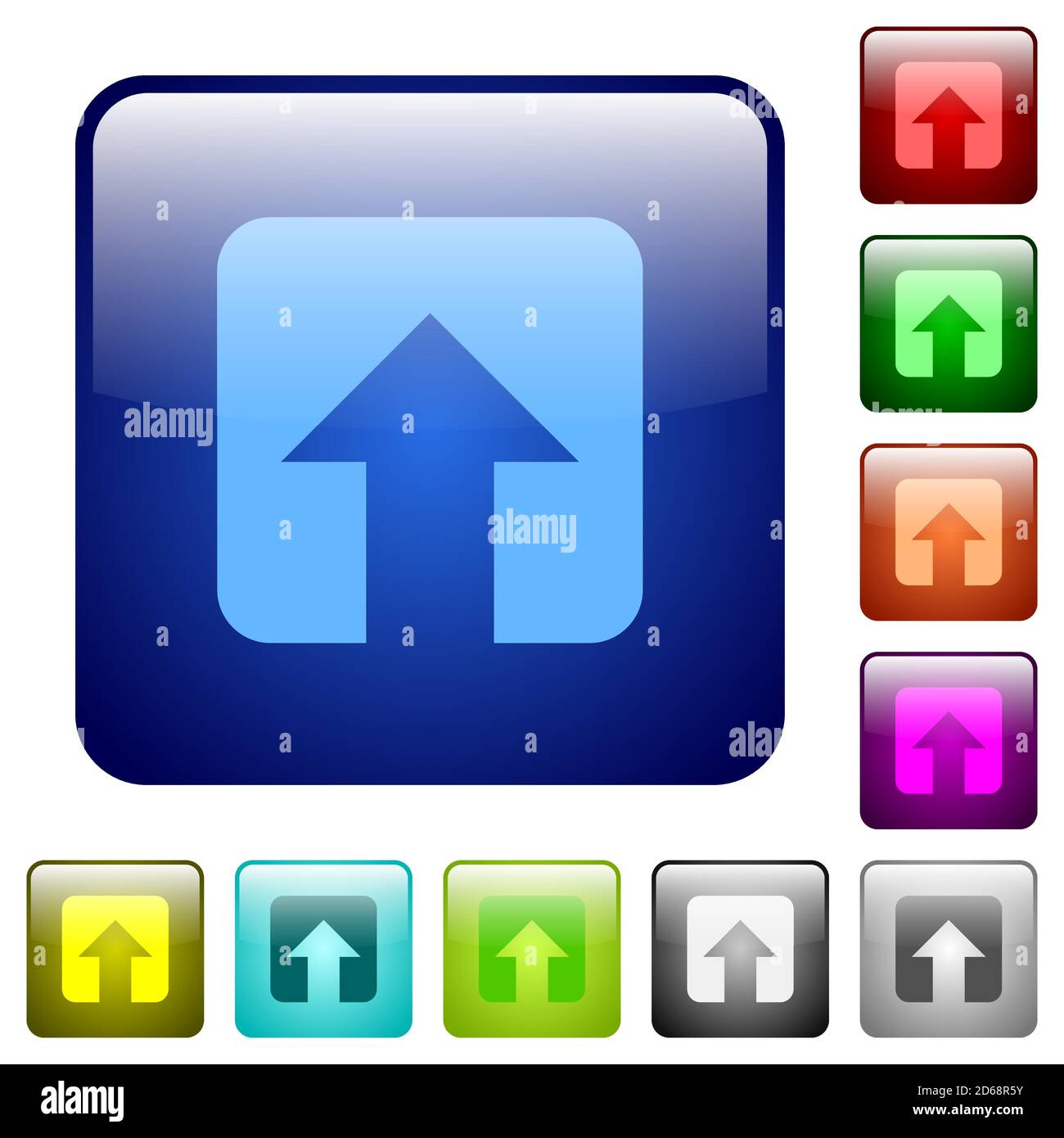 Upload Icons In Rounded Square Color Glossy Button Set Stock Vector Image And Art Alamy