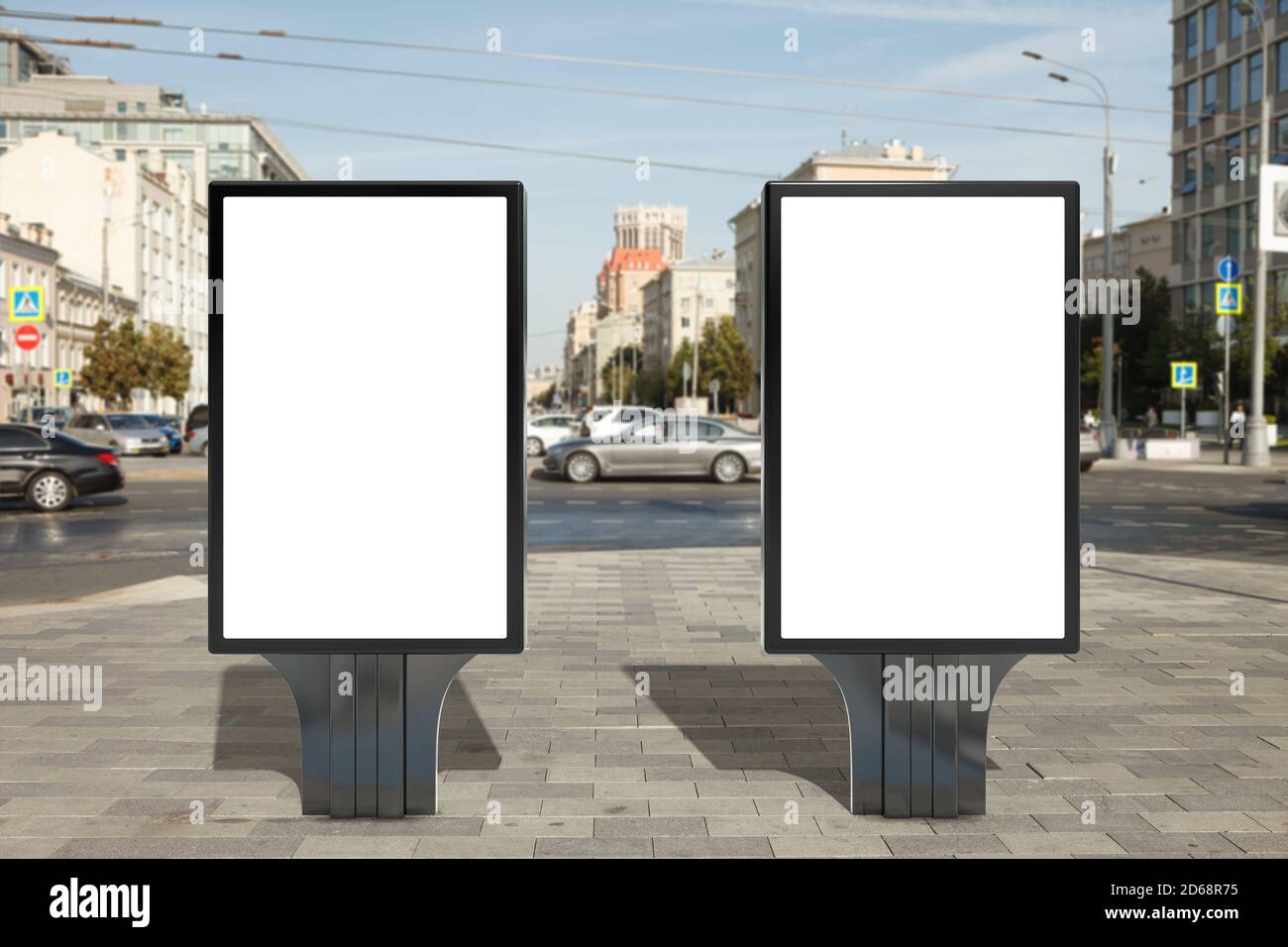 Advertising billboard stands mock up on the street Stock Photo - Alamy
