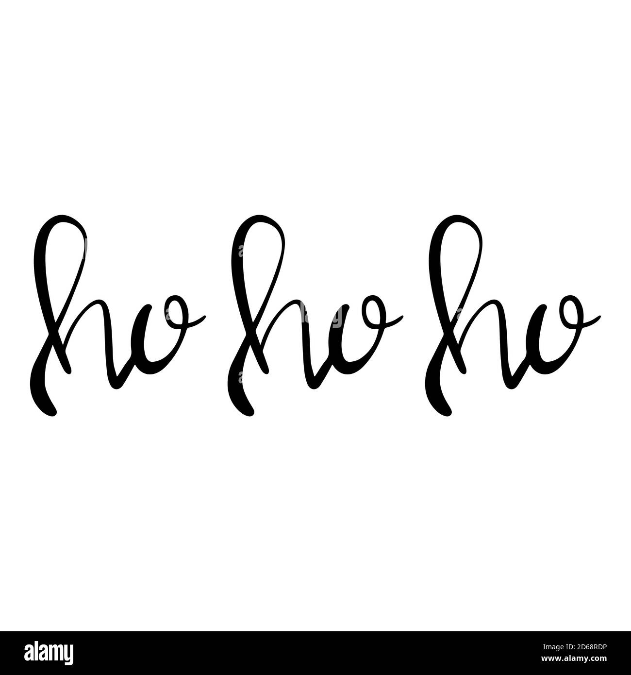 Ho Ho Ho modern brush script calligraphy ink in black isolated on white ...