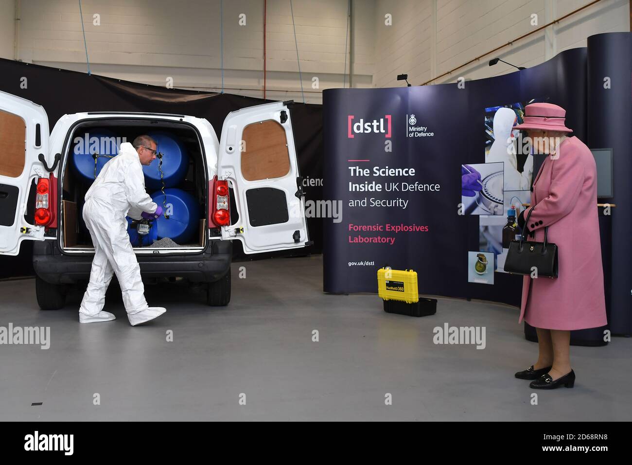 Queen Elizabeth II views a demonstration of a Forensic Explosives ...