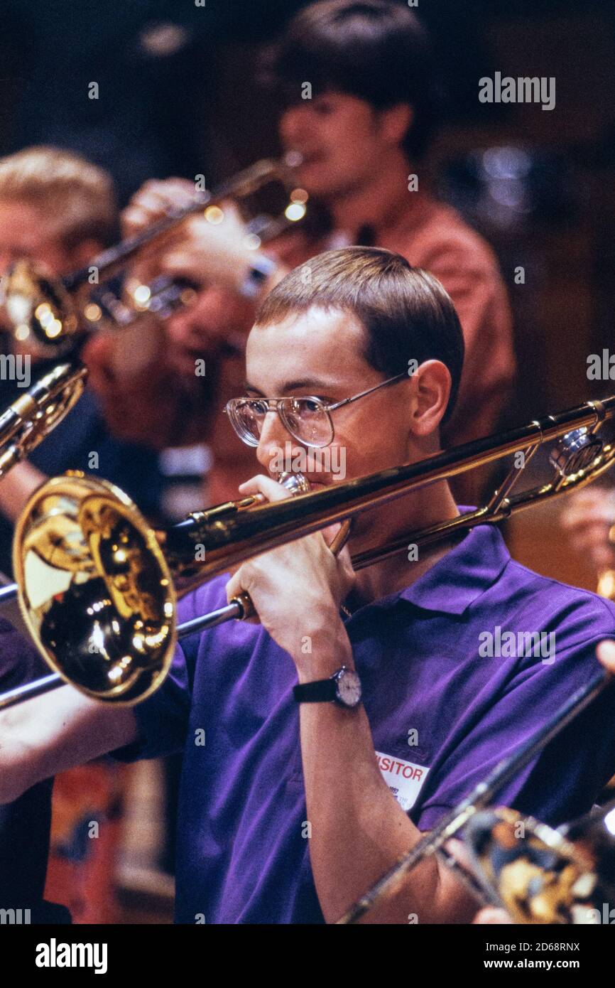 Trombonist performing during the National Festival of Music for Youth ...