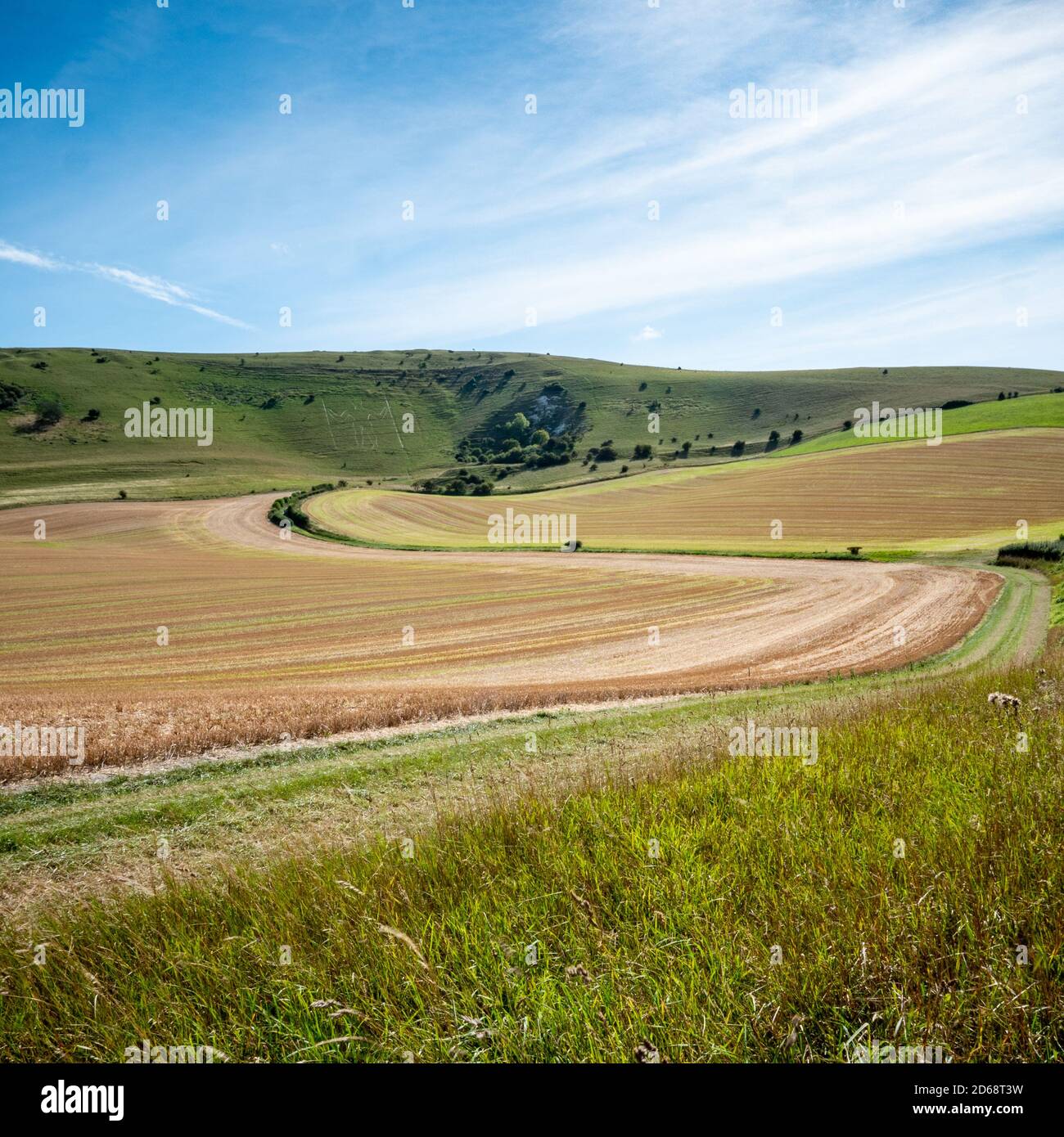 South Downs, England. A view over the rural countryside with the old ...