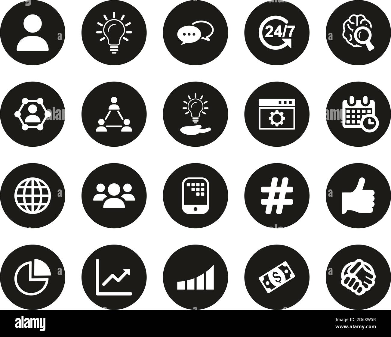 Consulting Icons White On Black Flat Design Circle Set Big Stock Vector Image & Art - Alamy