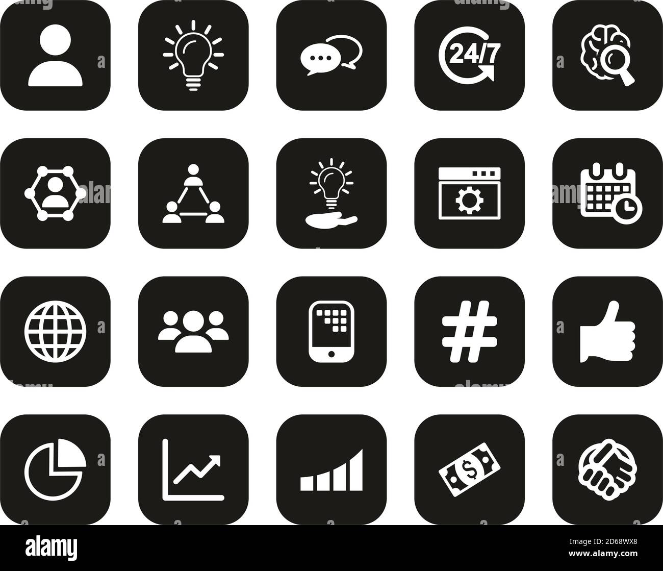 Consulting Icons White On Black Flat Design Set Big Stock Vector Image ...