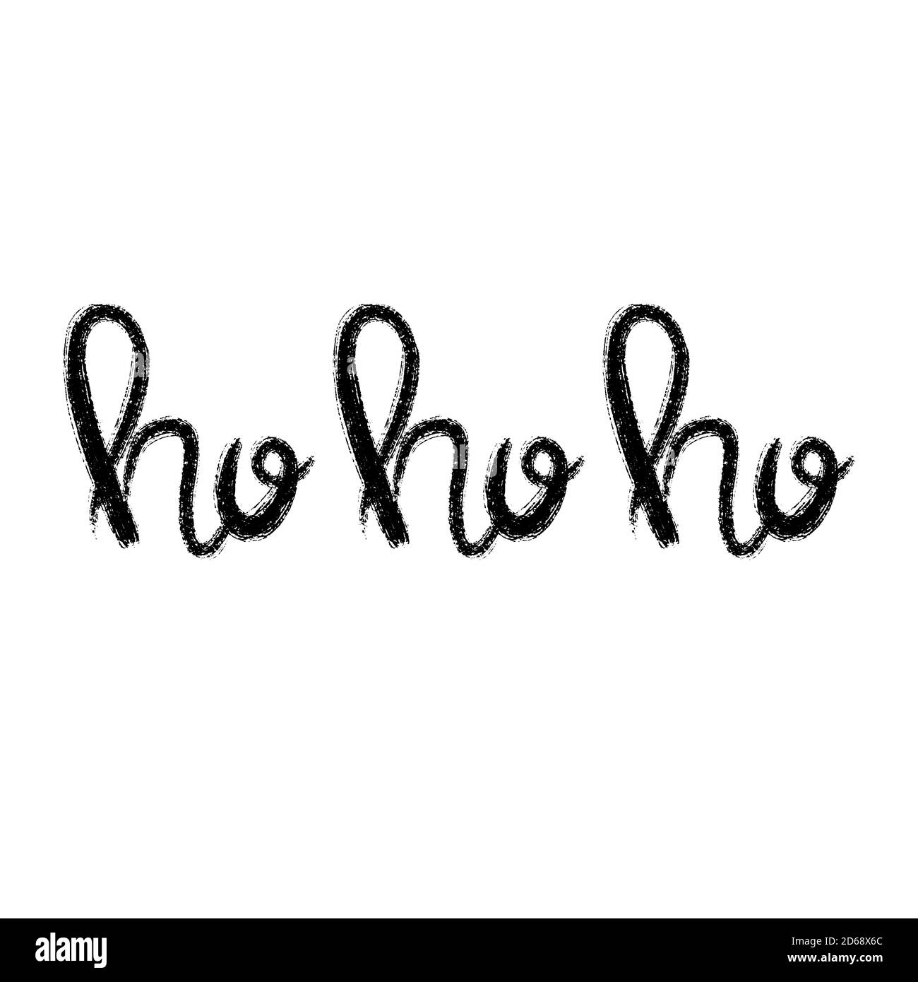 Ho Ho Ho modern grungy brush calligraphy inked in black isolated on ...