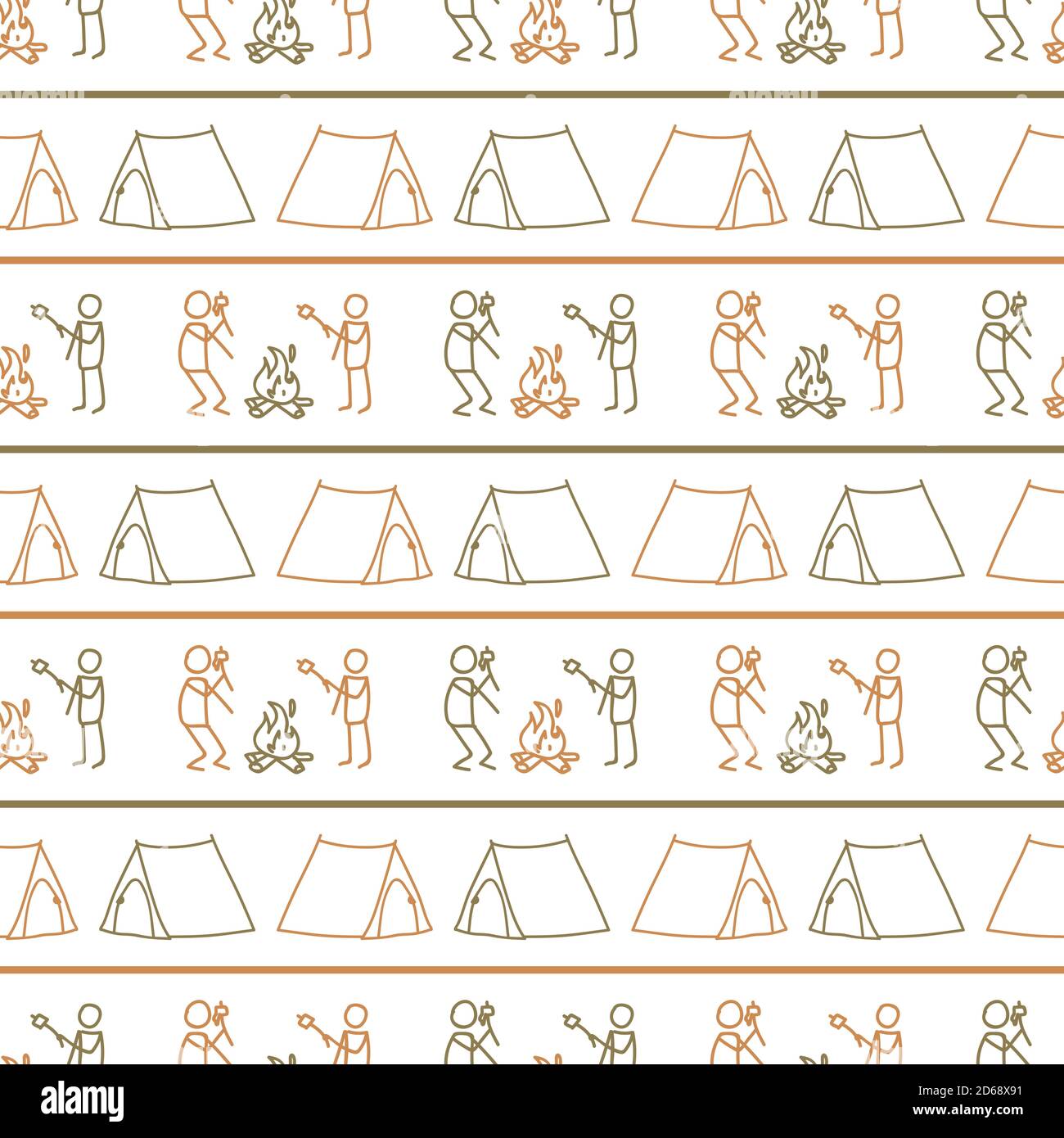 Seamless background stick figure campfire and tent gender neutral ...