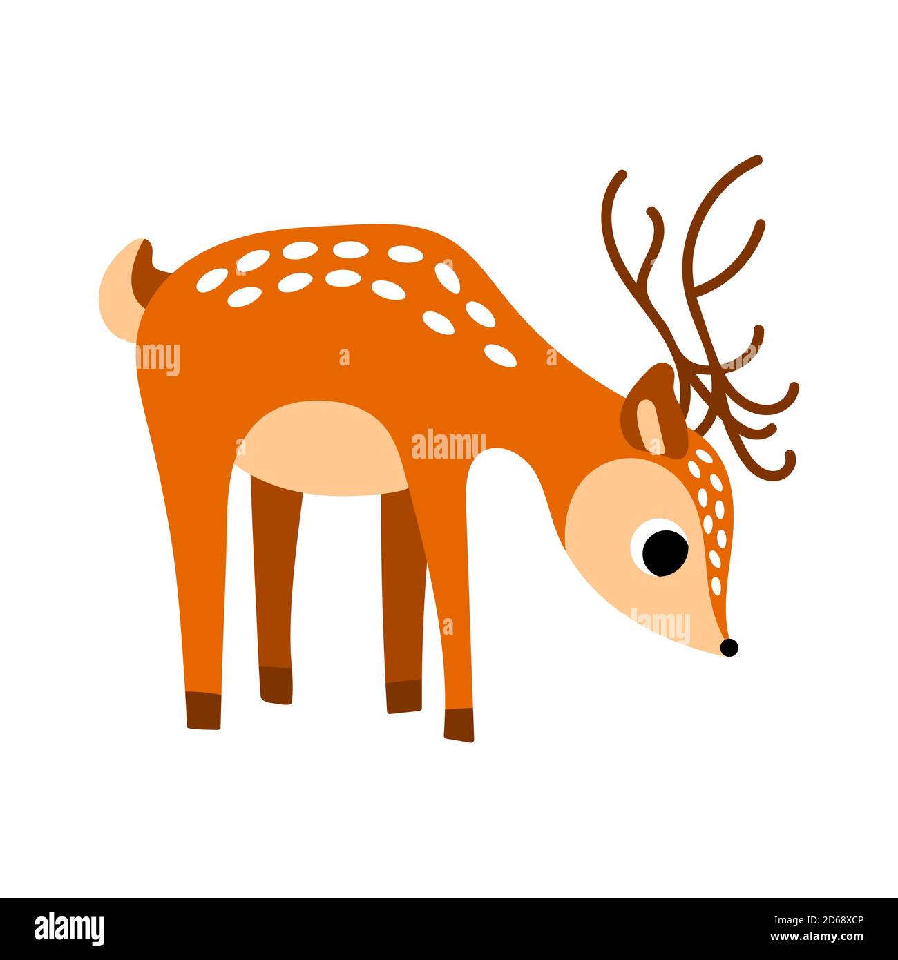 Cute cartoon eating deer. Nice woodland character isolated on white ...