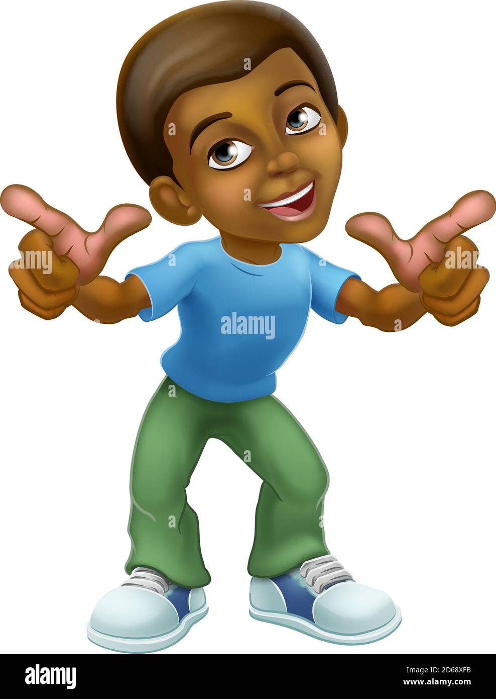 Happy Black Cartoon Boy Child Kid Pointing Stock Vector Image & Art - Alamy