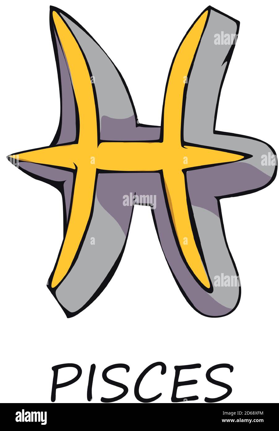 Pisces zodiac sign flat cartoon vector illustration Stock Vector Image ...