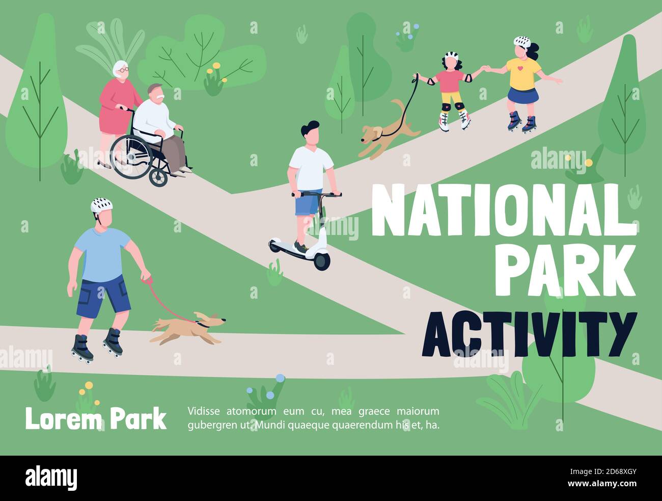 National park activities banner flat vector template Stock Vector Image ...