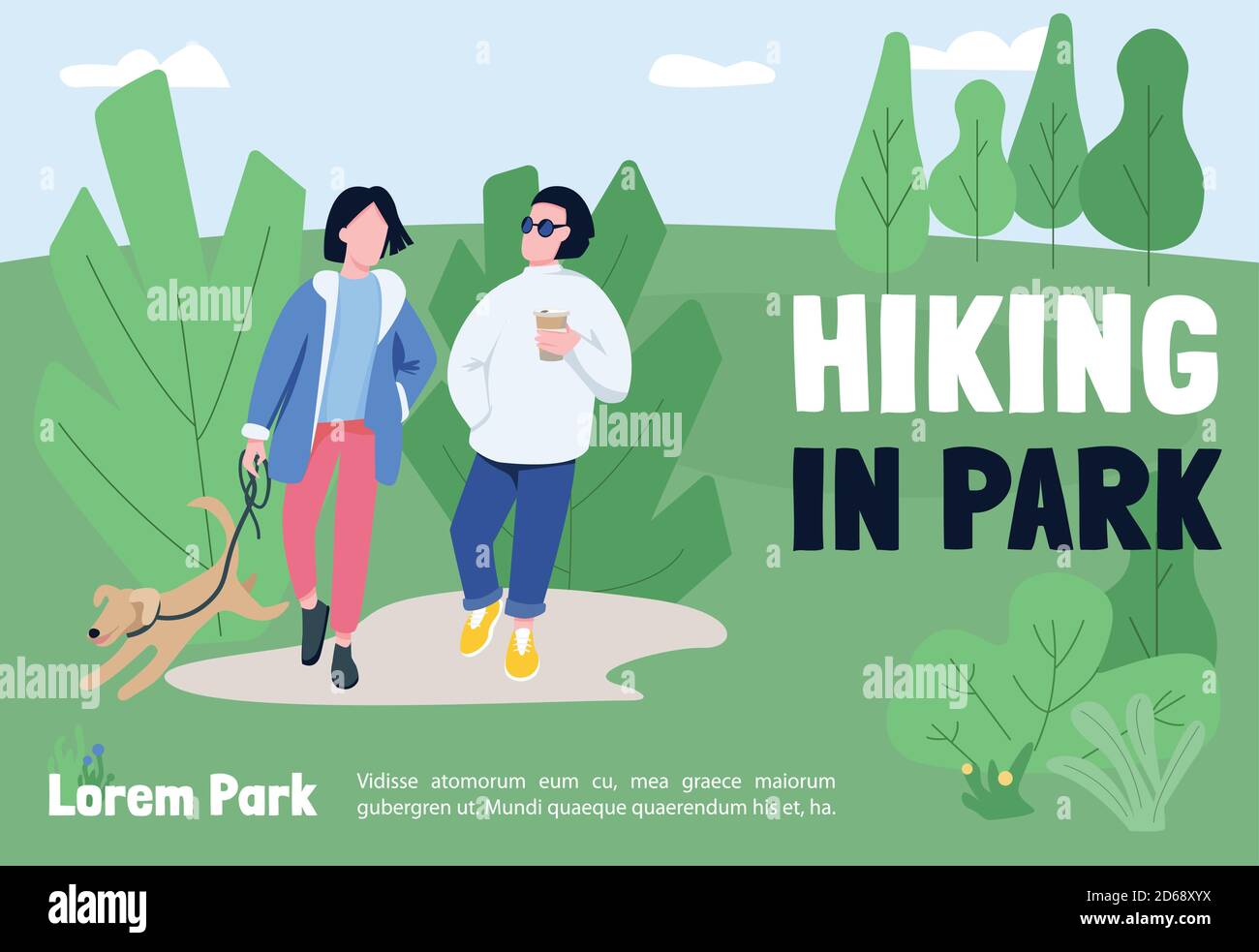 Hiking in park banner Stock Vector Image & Art - Alamy