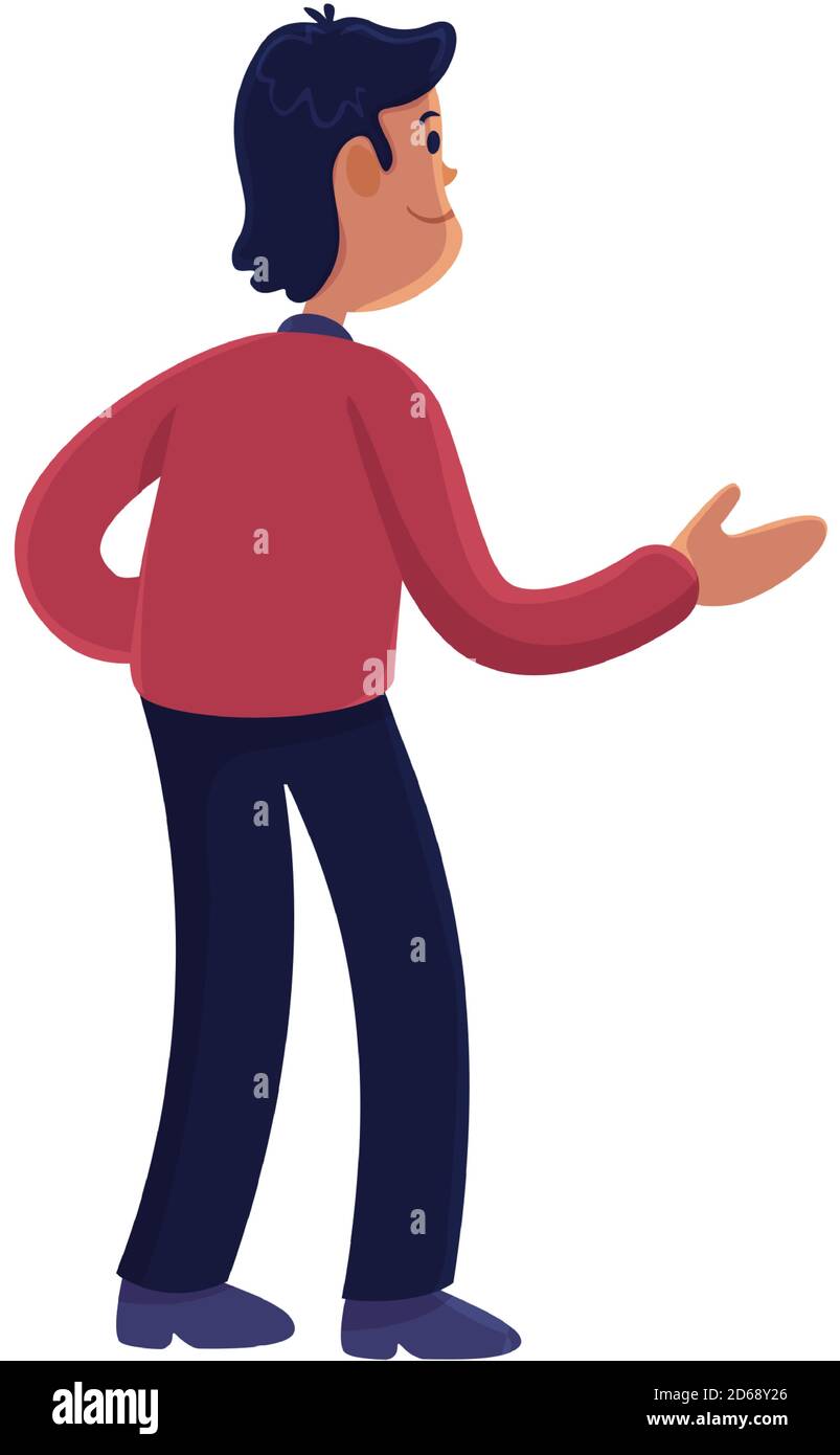 Man gesturing back view flat cartoon vector illustration Stock Vector ...