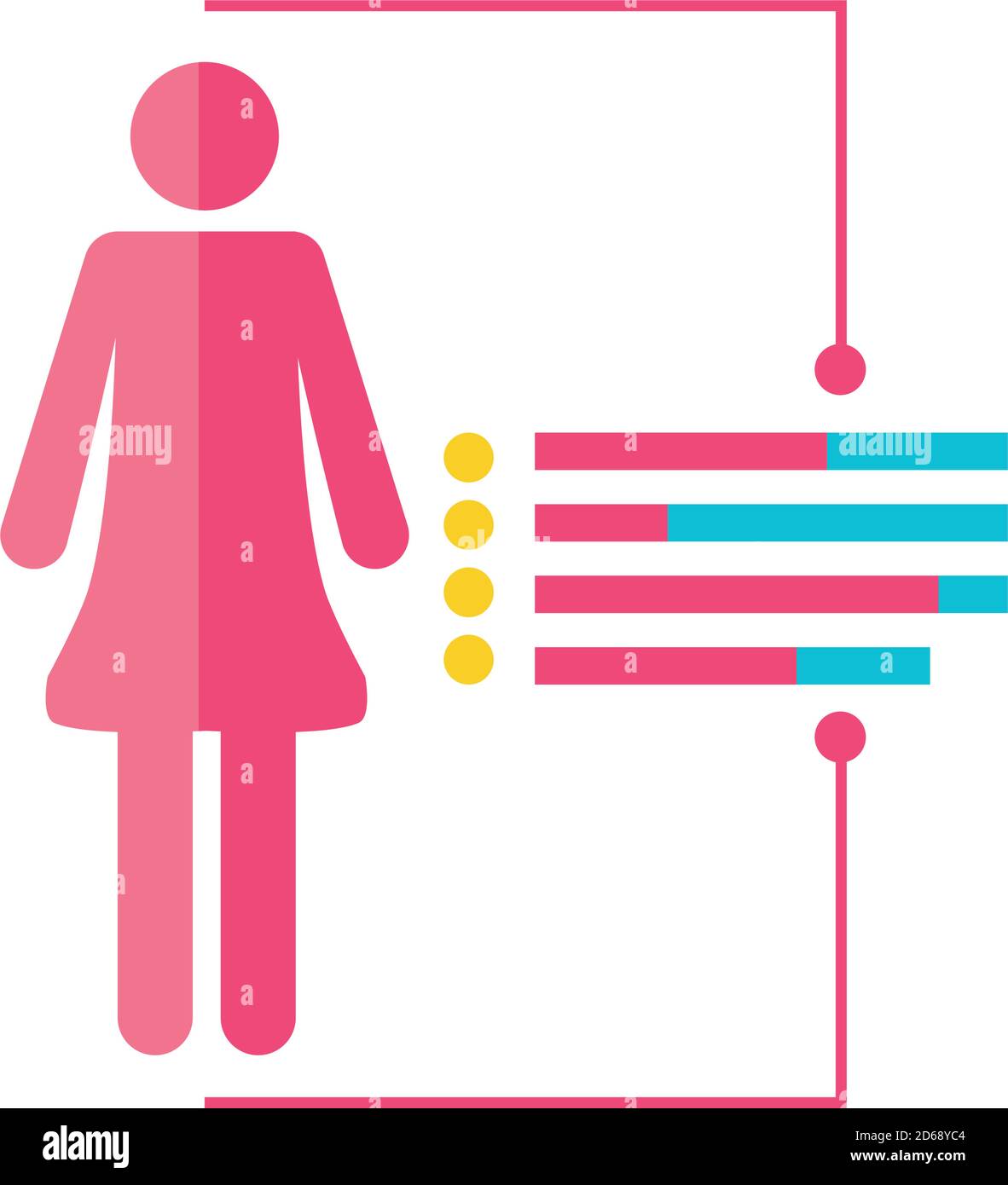 data analysis female avatar process detailed vector illustration Stock ...
