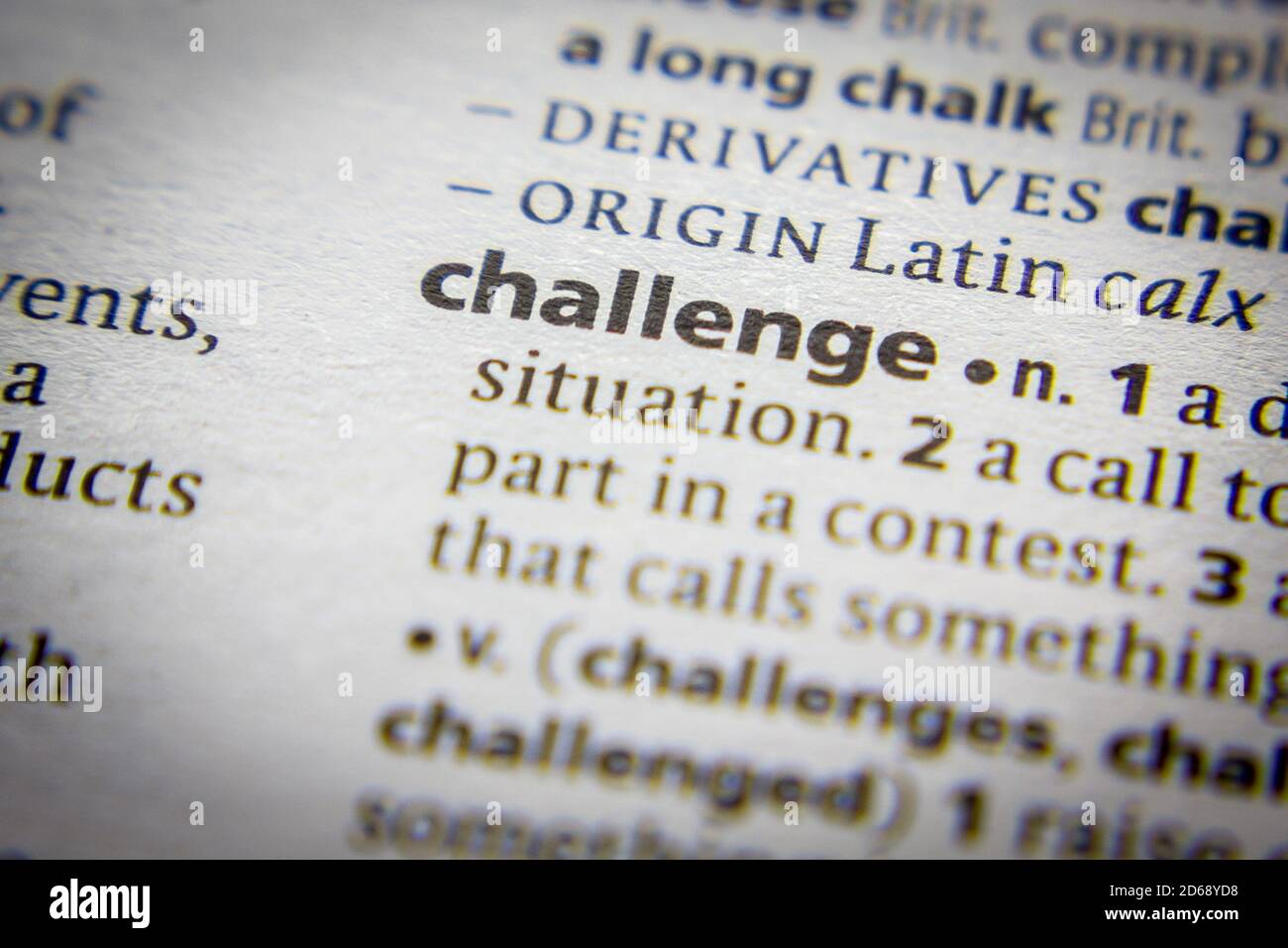 Word or phrase Challenge in a dictionary Stock Photo - Alamy