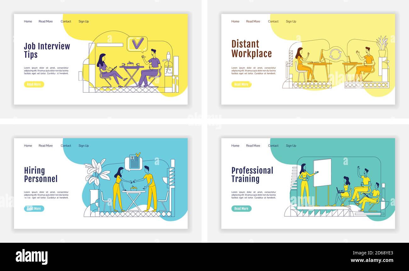 Headhunting landing page flat silhouette vector template Stock Vector ...