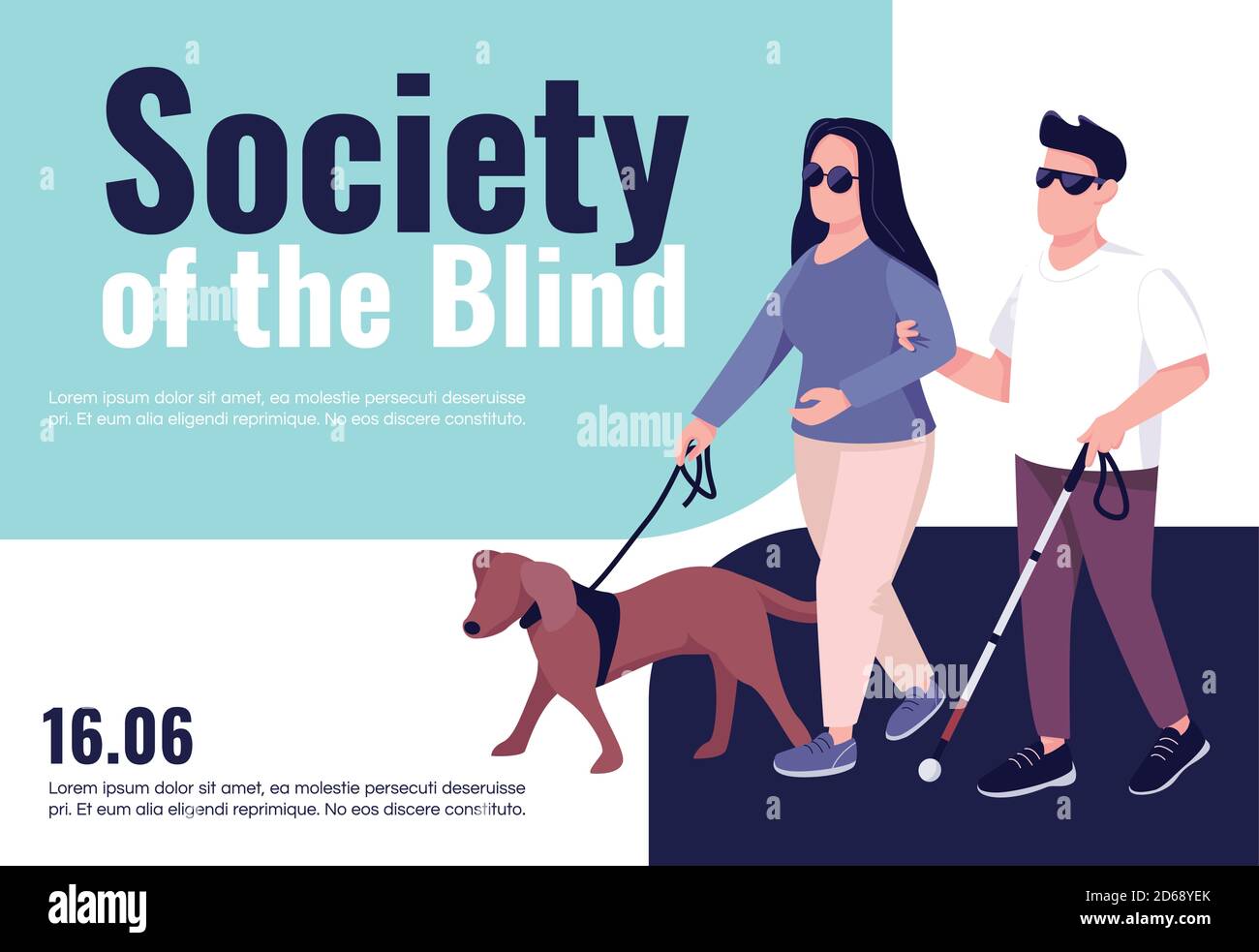 Blind people inclusion banner flat vector template Stock Vector Image ...