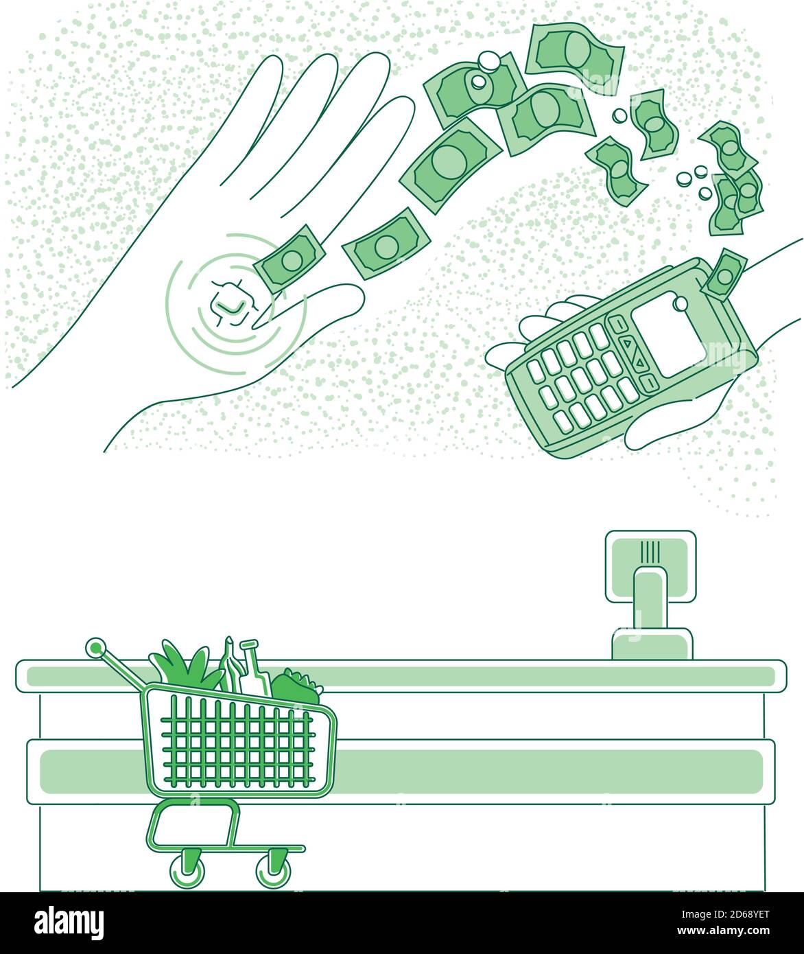 Smart chip embedded in human hand thin line concept vector illustration ...