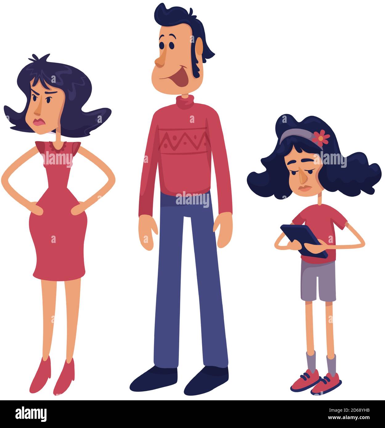 Casual family flat cartoon illustration Stock Vector Image & Art - Alamy