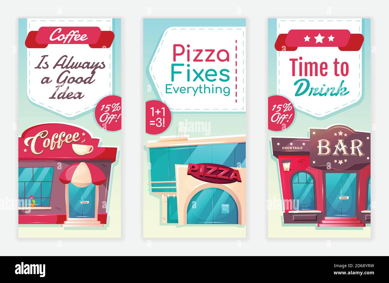 Cafe discount flyers flat vector templates set Stock Vector Image & Art ...