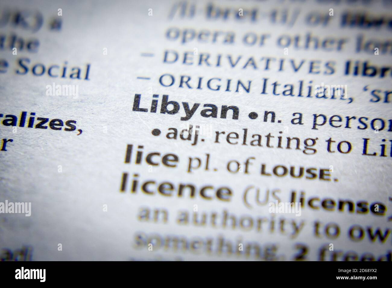 Word or phrase Libyan in a dictionary Stock Photo - Alamy